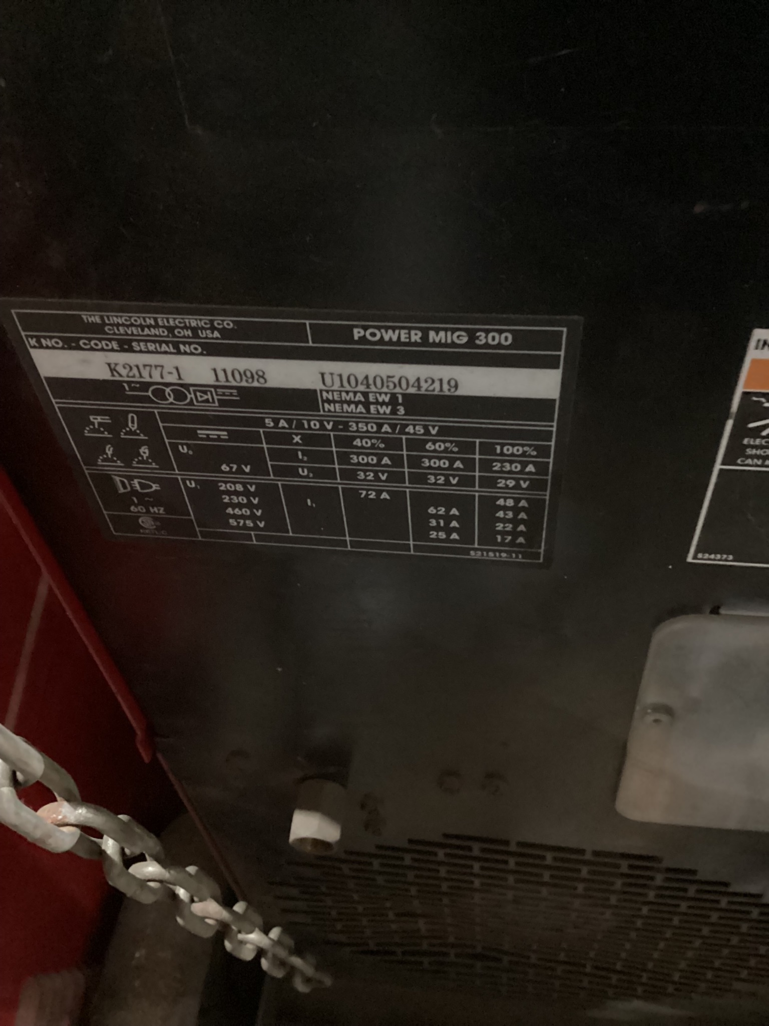 Used Lincoln Electric POWER MIG 300 Welders and Cutters IGAM1810019